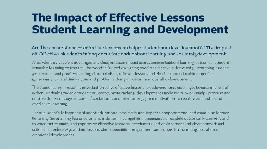 The Impact of Effective Lessons - Teacher's Guide