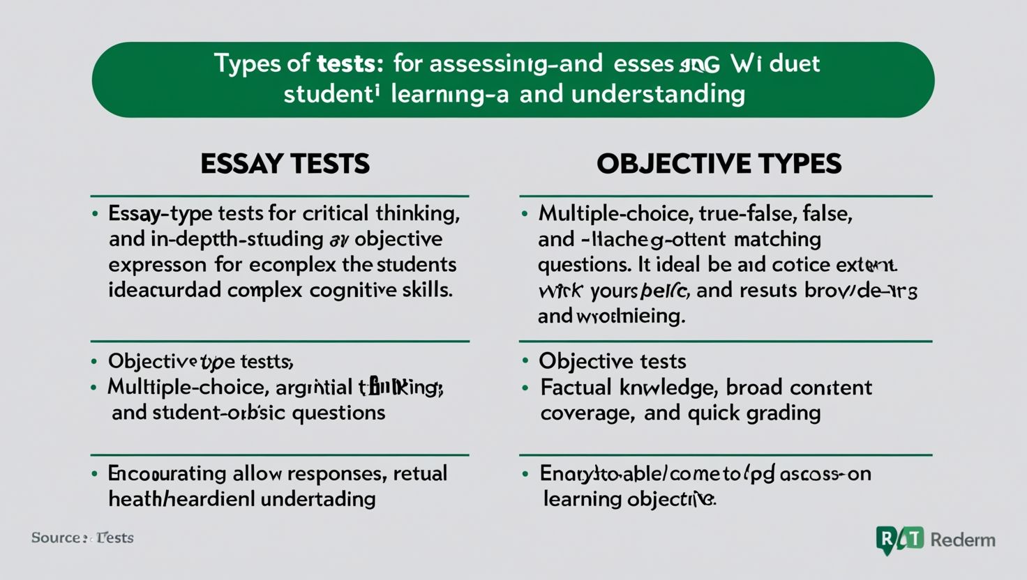 Types of Tests - Teacher's Guide